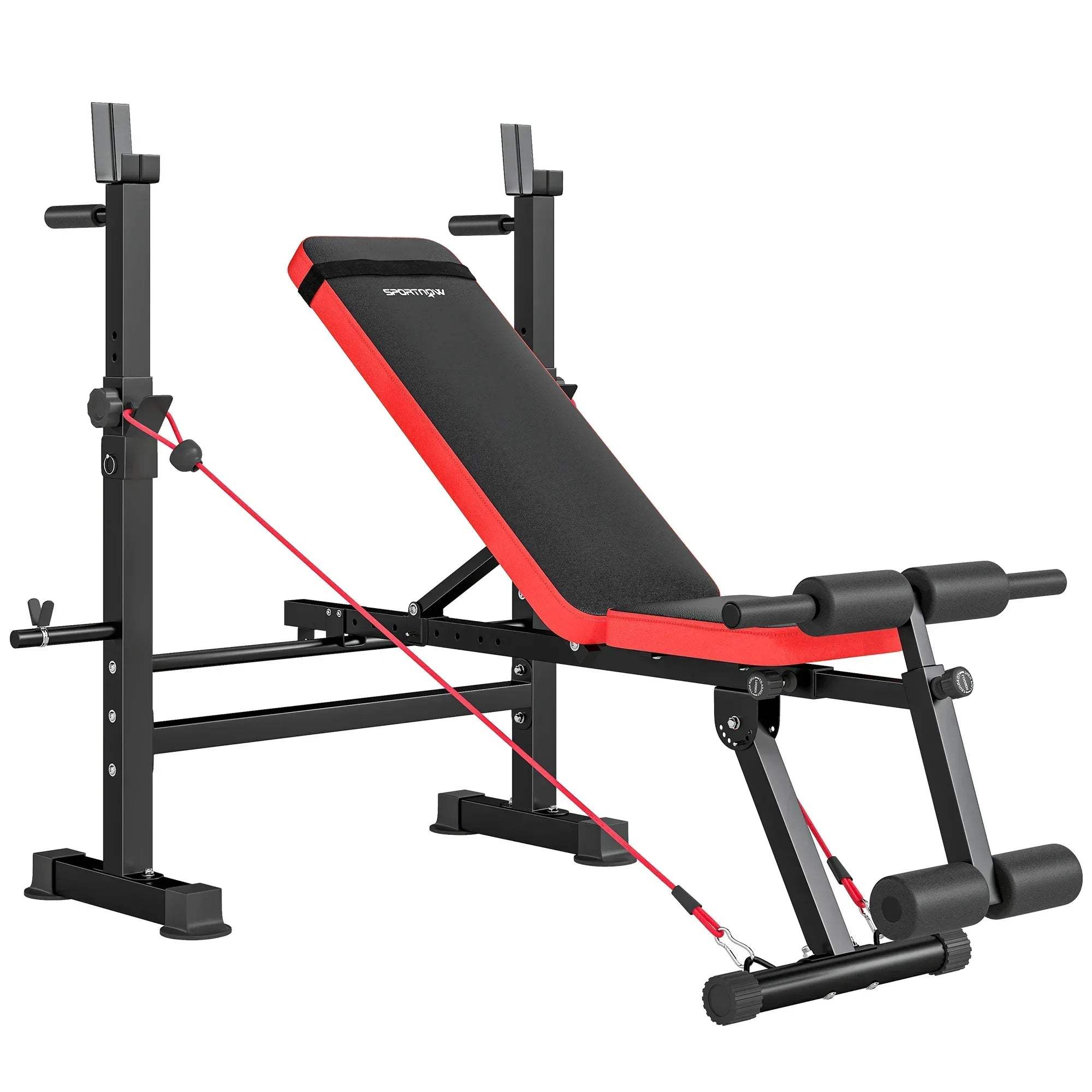 SPORTNOW Adjustable Weight Bench with Squat Rack and Dip Stand – Bobobiy
